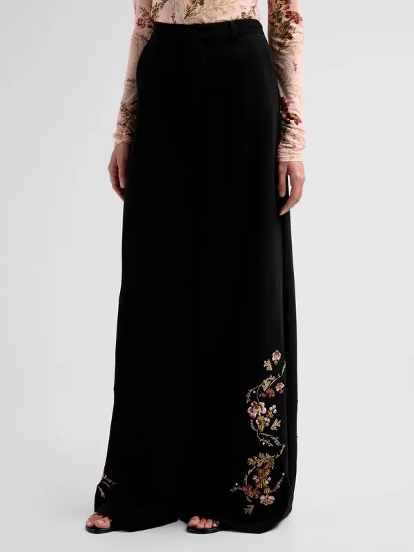 Cinq À Sept Roxane Loveletter Floral Embroidered Wide-leg Pants
