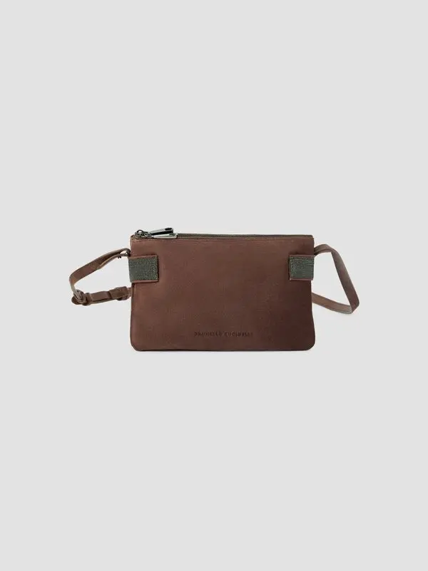 Brunello Cucinelli Essence Mini Shoulder Bag In Suede With Precious Bands