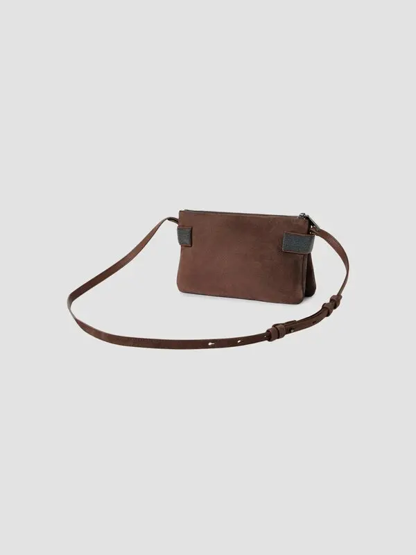 Brunello Cucinelli Essence Mini Shoulder Bag In Suede With Precious Bands