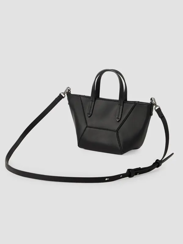 Brunello Cucinelli Duo Mini Top Handle Bag In Calfskin With Monili - Black