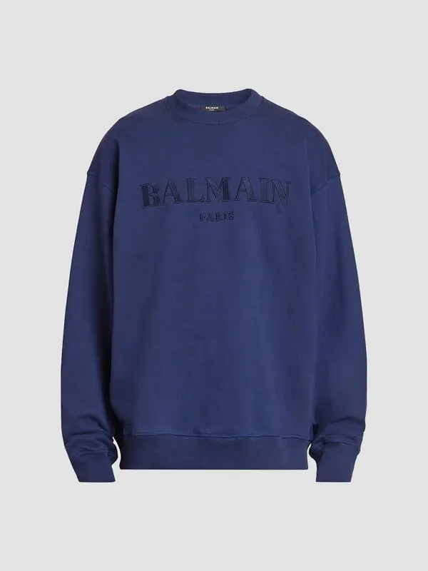 Balmain Vintage Logo Cotton Sweatshirt - Bleu