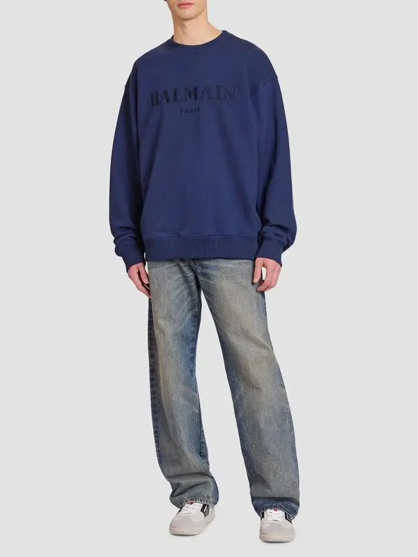 Balmain Vintage Logo Cotton Sweatshirt - Bleu