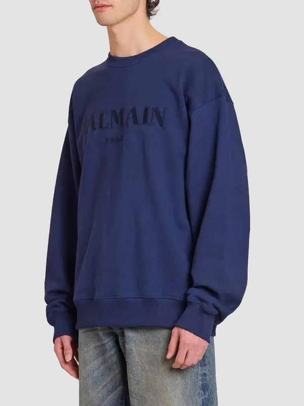 Balmain Vintage Logo Cotton Sweatshirt - Bleu