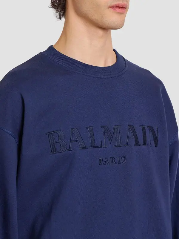 Balmain Vintage Logo Cotton Sweatshirt - Bleu