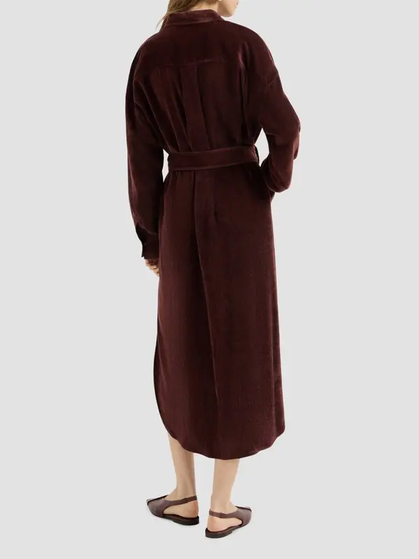 Brunello Cucinelli Fluid Corduroy Shirt Dress - Wine