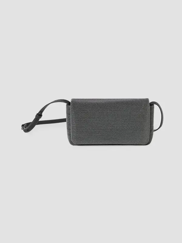 Brunello Cucinelli Precious Flap Crossbody Bag In Grained Leather - Black