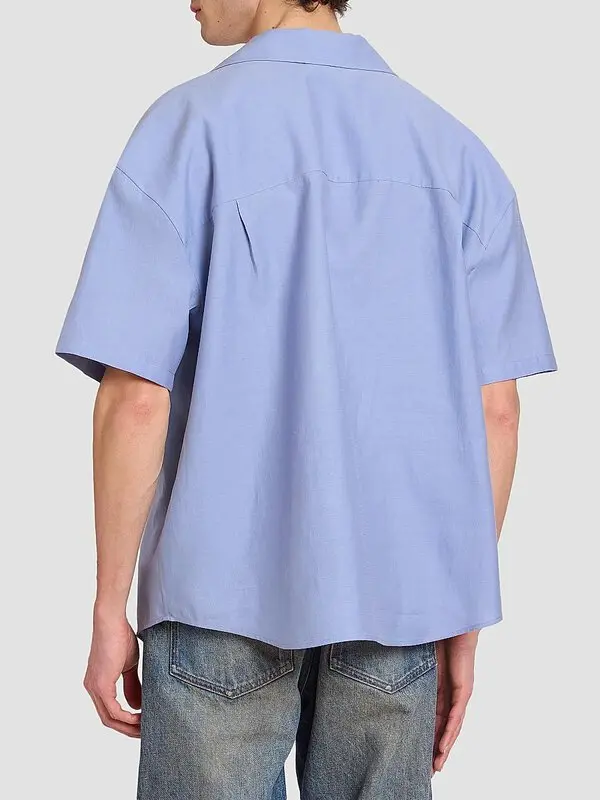Balmain Herringbone Cotton Poplin Camp Shirt