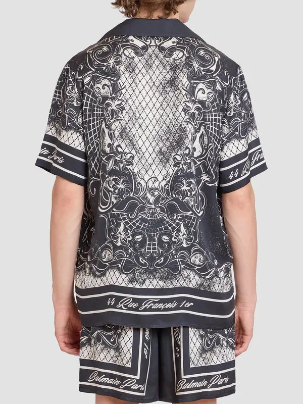 Balmain Foulard Satin Camp Shirt