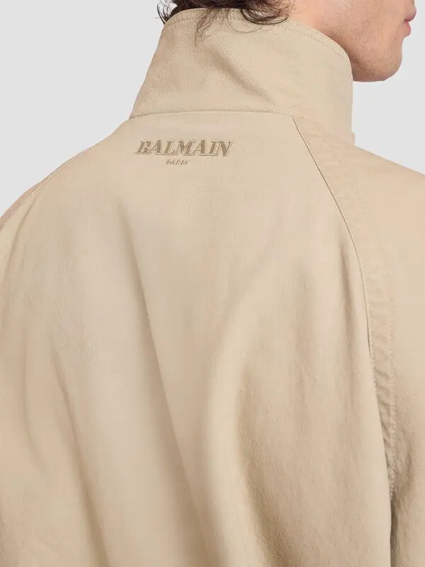 Balmain Logo Cotton Bomber Jacket