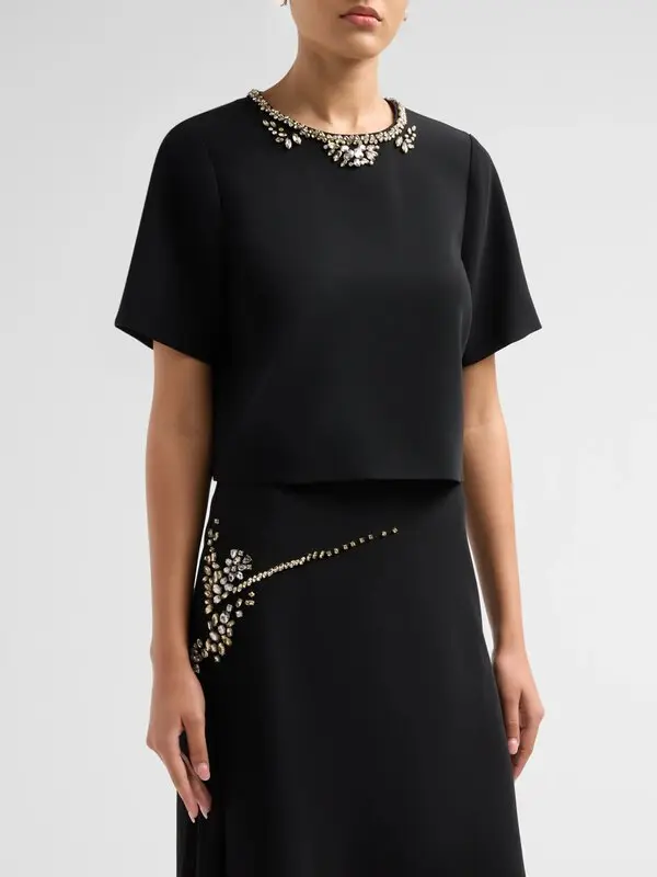 Cinq À Sept Adona Crystal-embellished Top - Black
