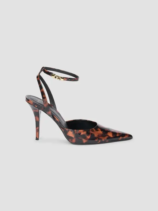 Balmain 95mm Tortoiseshell Patent Leather Pumps - Marron