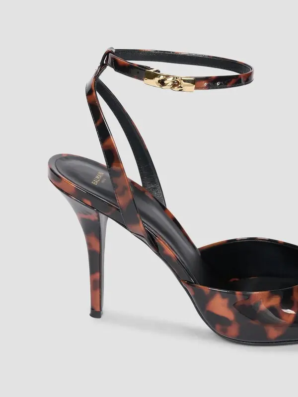 Balmain 95mm Tortoiseshell Patent Leather Pumps - Marron