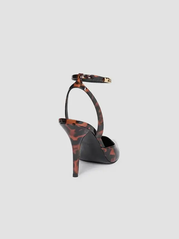 Balmain 95mm Tortoiseshell Patent Leather Pumps - Marron