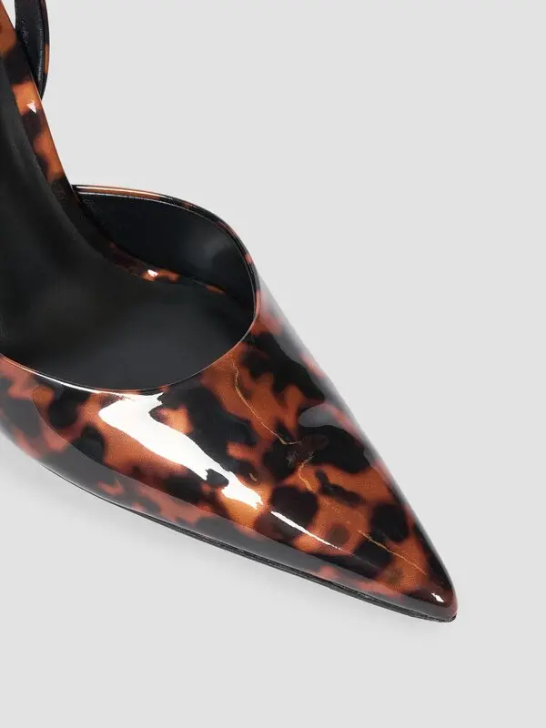 Balmain 95mm Tortoiseshell Patent Leather Pumps - Marron
