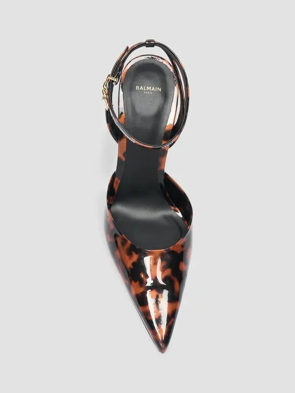 Balmain 95mm Tortoiseshell Patent Leather Pumps - Marron