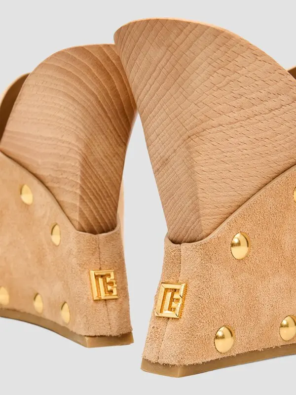 Balmain Suede Clog Wedges