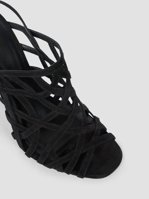 Balmain 95mm Cage Suede Wedge Sandals - Noir Tartaruga