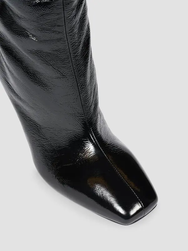 Balmain 95mm Crinkled Patent Leather Wedge Boots