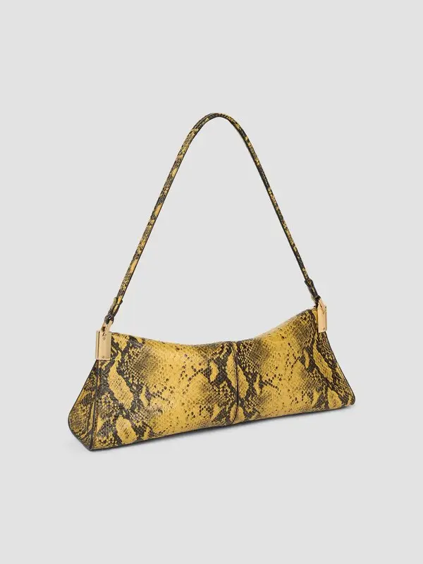 Balmain 64-83 Small Python-embossed Leather Shoulder Bag - Mimosa