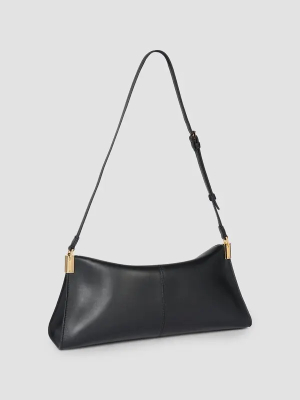 Balmain 64-83 Medium Leather Shoulder Bag - Noir