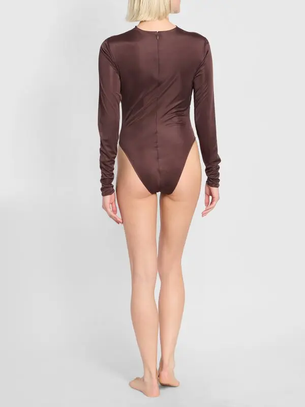 Balmain Twist Detail Jersey Bodysuit - Brown