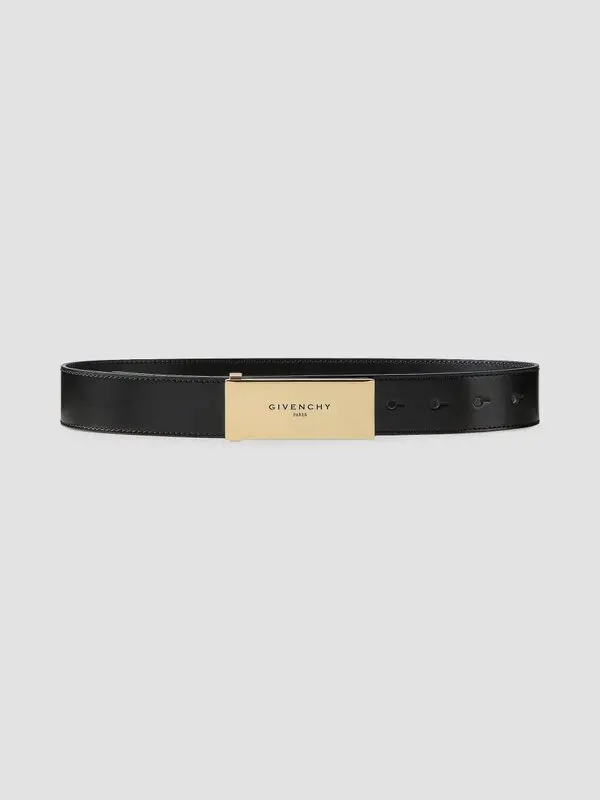 Givenchy Label Belt In Box Leather - Black