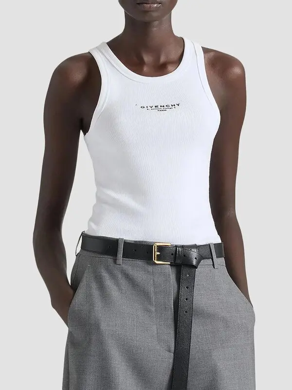 Givenchy Slim Fit Tank Top In Cotton With Stamp Print