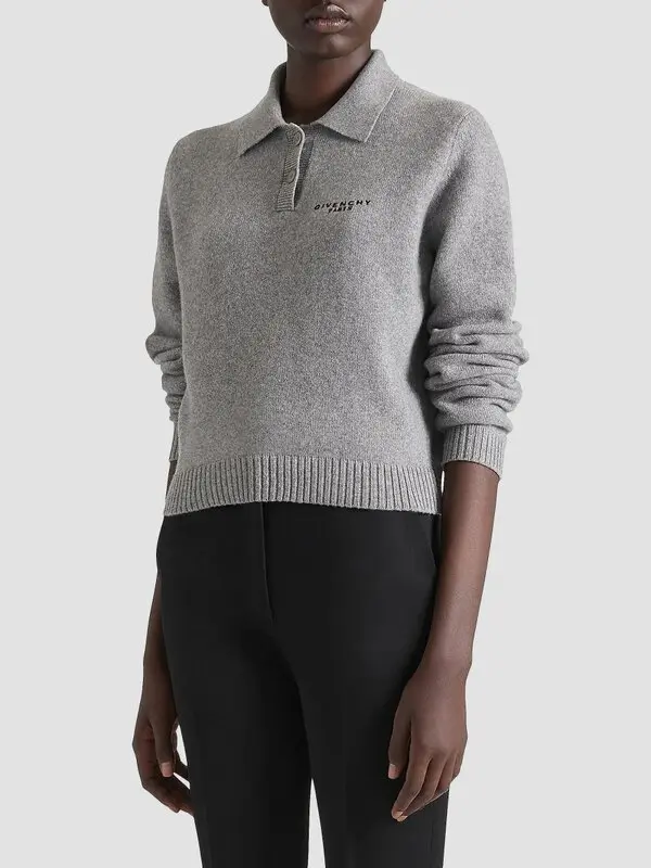 Givenchy Polo Sweater In Wool And Cashmere - Light Grey