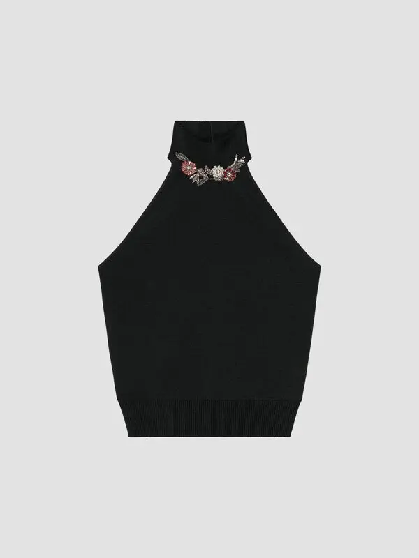 Givenchy Halterneck Top In Viscose With Crystals