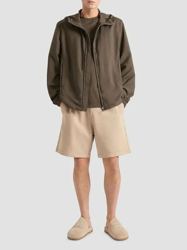 Givenchy Bermuda Shorts In Fleece With Paris Gros Grain - Beige