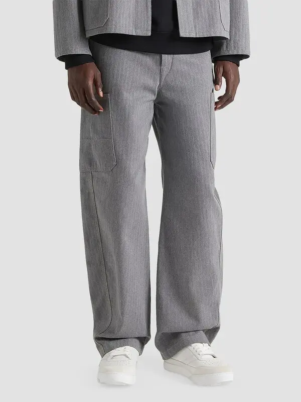 Givenchy Couture Seam Cargo Trousers In Herringbone Denim