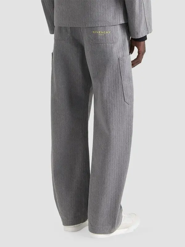 Givenchy Couture Seam Cargo Trousers In Herringbone Denim