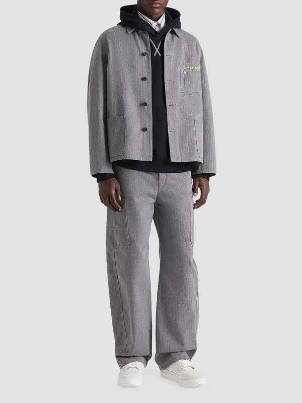 Givenchy Couture Seam Cargo Trousers In Herringbone Denim