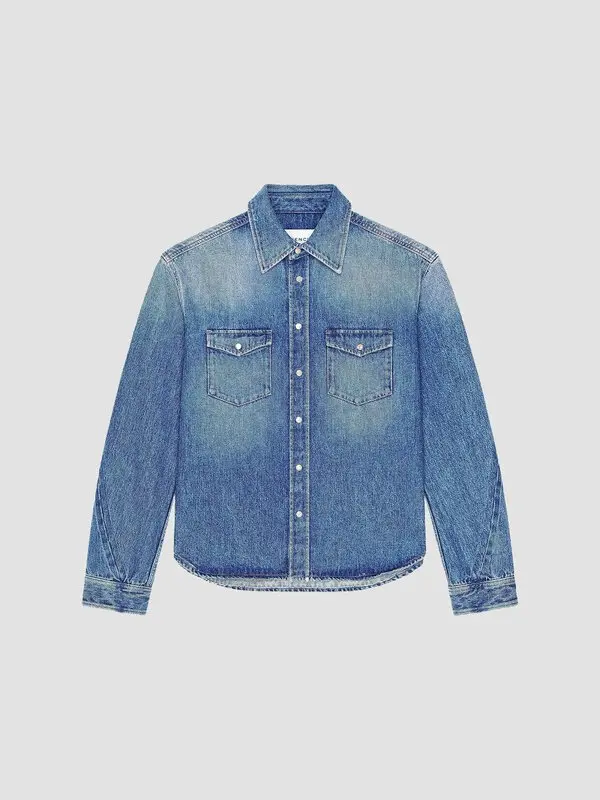 Givenchy Couture Seam Shirt In Shadow Washed Denim
