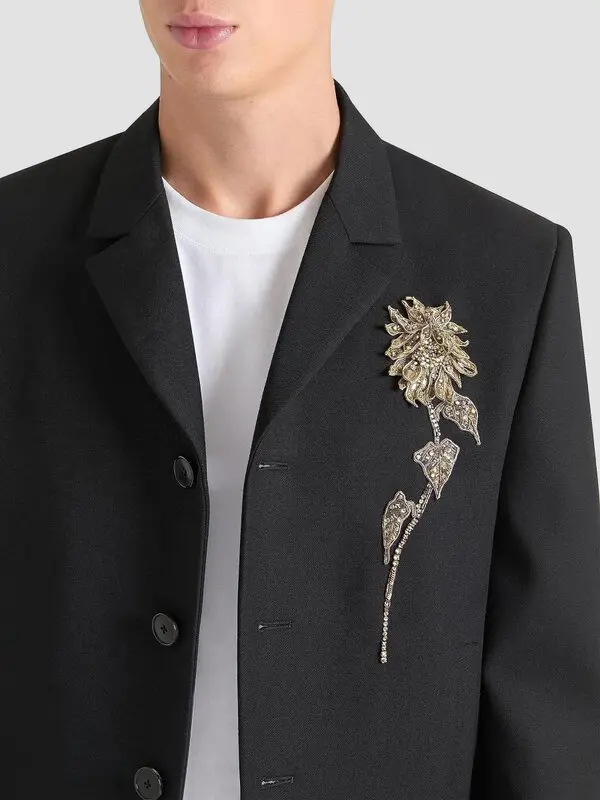 Givenchy Embellished Single-breasted Cropped Jacket In Wool