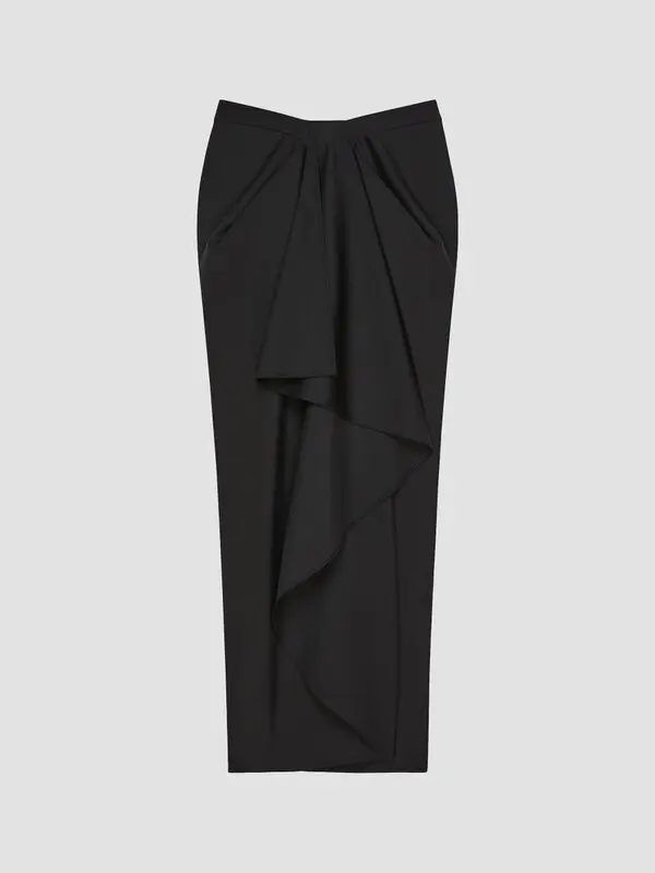 Givenchy Long Wrapped Skirt In Wool And Mohair - Black
