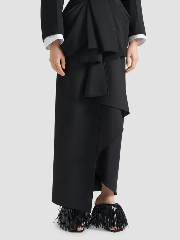 Givenchy Long Wrapped Skirt In Wool And Mohair - Black