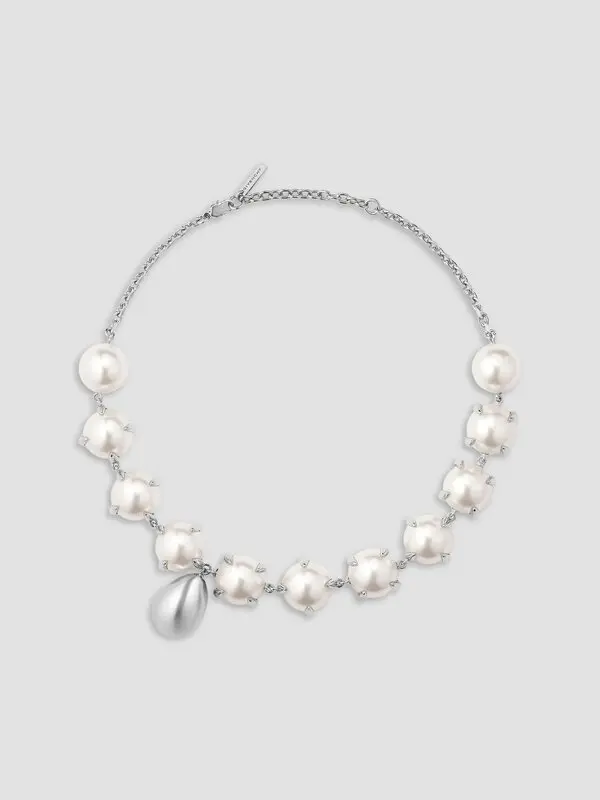 Givenchy Spiky Pearl Necklace In Metal And Pearls