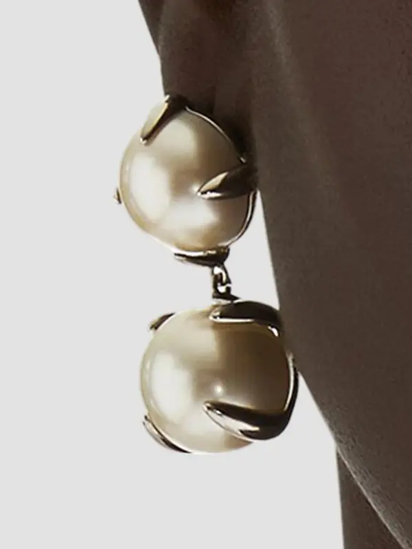 Givenchy Spiky Pearl Asymmetric Earrings In Metal And Pearls