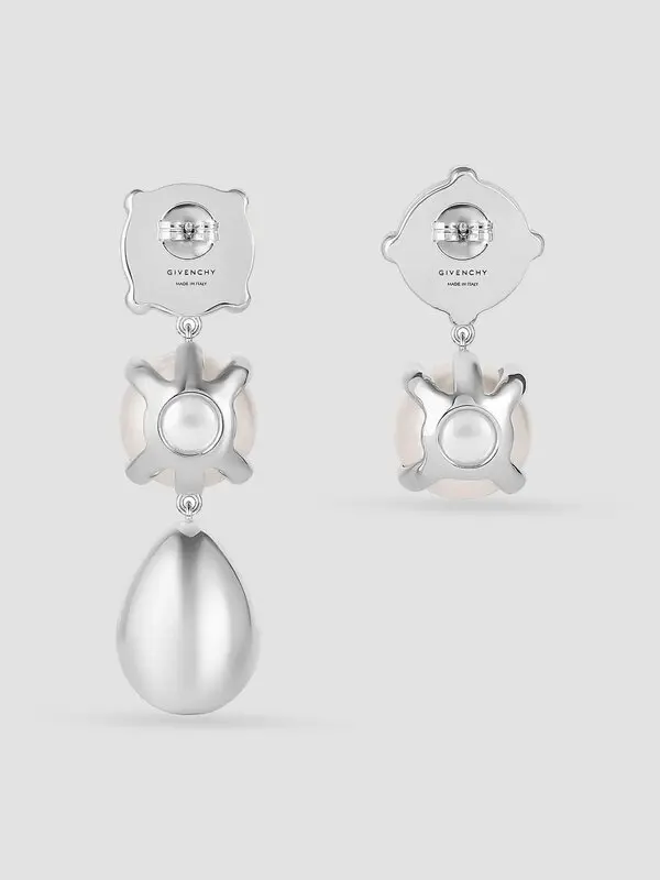 Givenchy Spiky Pearl Asymmetric Earrings In Metal And Pearls