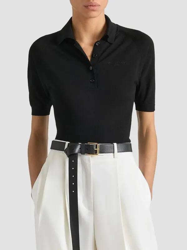 Givenchy Cropped Polo In Second Skin Effect Knit