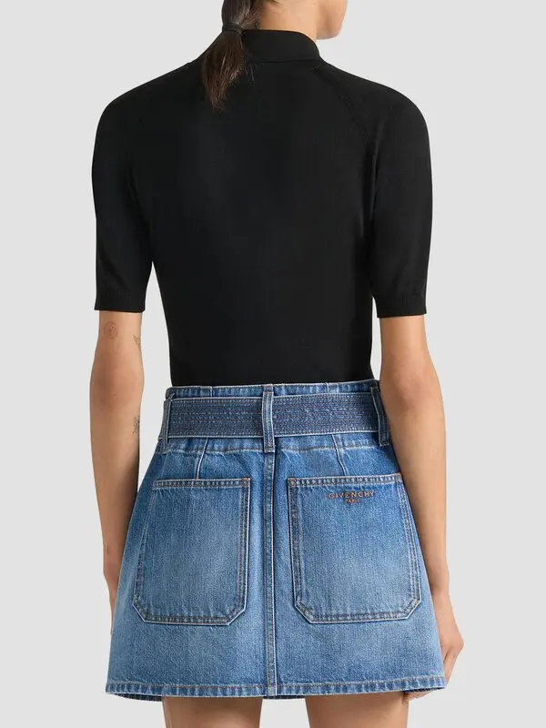 Givenchy Cropped Polo In Second Skin Effect Knit