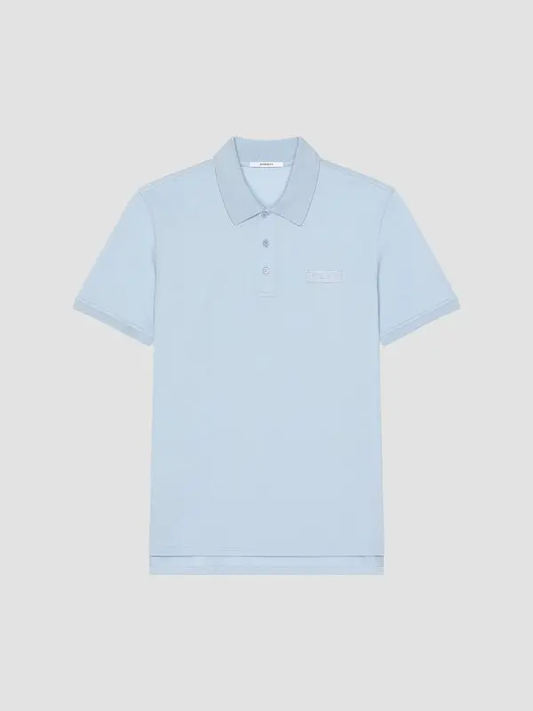 Givenchy Polo Shirt In Cotton With Logo Gros Grain - Light Blue
