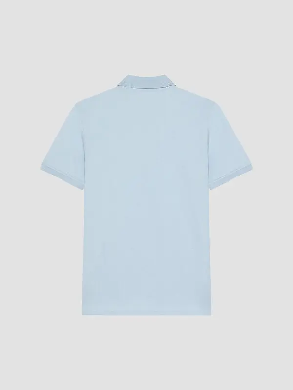 Givenchy Polo Shirt In Cotton With Logo Gros Grain - Light Blue