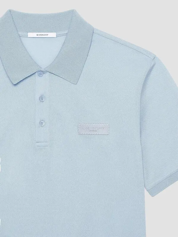 Givenchy Polo Shirt In Cotton With Logo Gros Grain - Light Blue