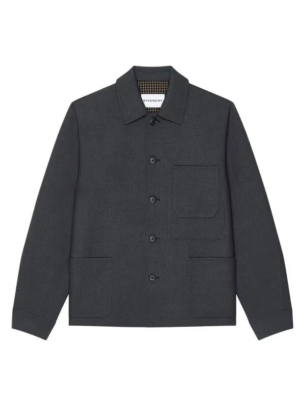 Givenchy Overshirt In Wool With Checked Reverse