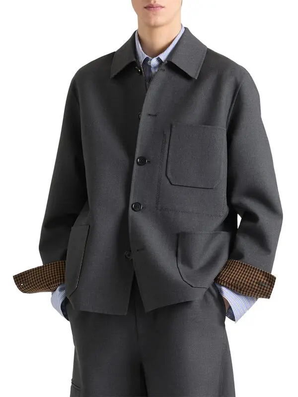 Givenchy Overshirt In Wool With Checked Reverse