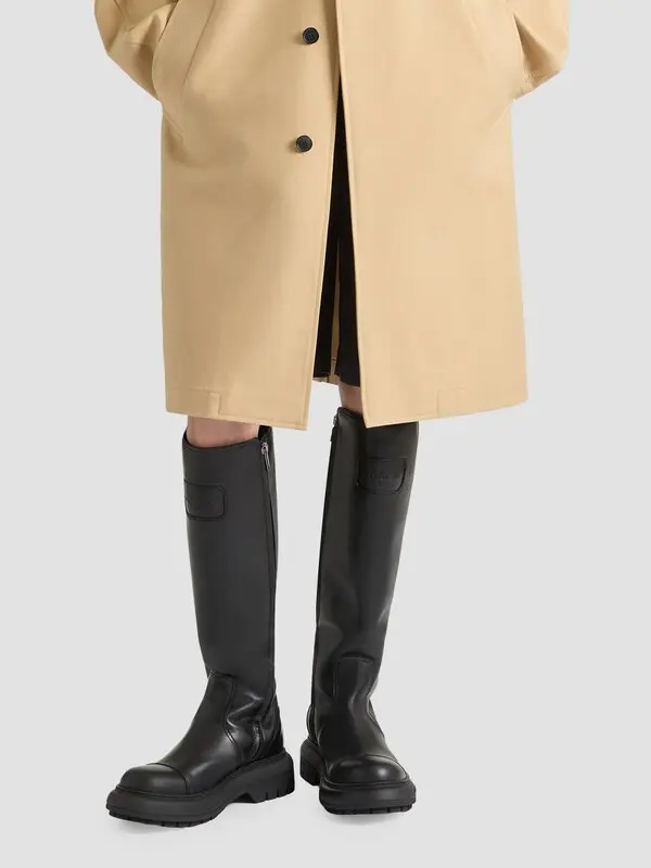 Givenchy Cargo Biker Knee High Boots In Leather