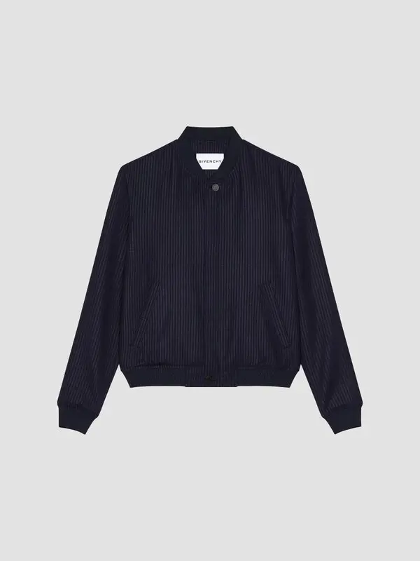 Givenchy Striped Blouson Jacket In Wool - Navy