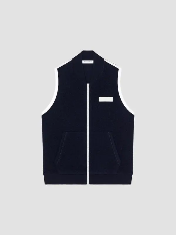 Givenchy Sleeveless Fleece Vest Jacket With Gros Grain Detail